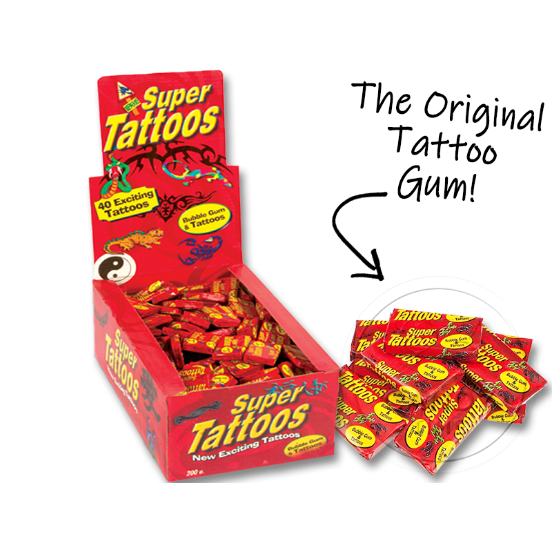 Shoebox Tattoos Super Tattoos Gum 5.5g 200 Pieces – My Sweeties