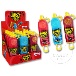 Juicy Drop POP Hard Candy with Sour Gel Box of 12