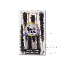 Crystal Rock Candy Sticks Blackcurrant Black 6 Pack