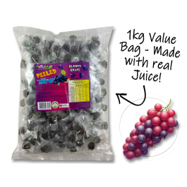 Peeled Peelable Gummy Grape 1kg Bag