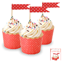 Red Cupcake Topper 24pk