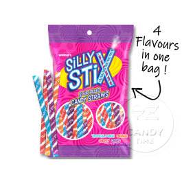 Silly Stix SOUR Sherbet Straws Fruit Flavoured Single